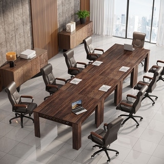 43 Inches Square Conference Table, Wood Meeting Desk with Heavy Legs ...