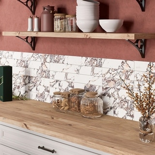 Merola Tile Touche Rubis 2-7/8" x 11-3/4" Porcelain Floor and Wall Tile ...