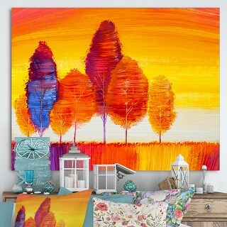 Designart "Autumn Colored Forest Treescape XV" Farmhouse Canvas Wall ...