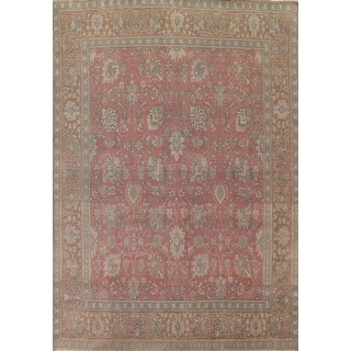 Pink Distressed Tabriz Persian Antique Rug Hand-knotted Wool Carpet - 9 ...