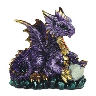 Q-Max 4.75"H Purple Dragon Holding Egg Statue Fantasy Decoration ...
