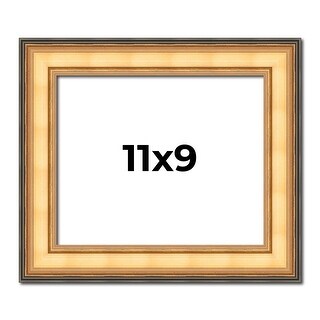 11x9 Frame Gold Plein Aire Solid Wood Picture Frame Width 2 Inches ...