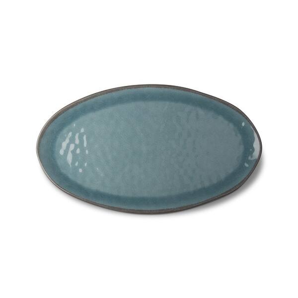 20.5L in. x 11W in. Veranda Cracked Glaze Solid Wavy Edge Melamine ...