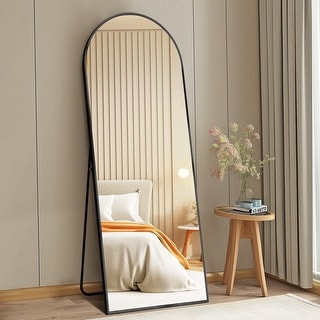 Modern Arched Aluminum Frame Full Length Mirror with Stand for Bedroom ...
