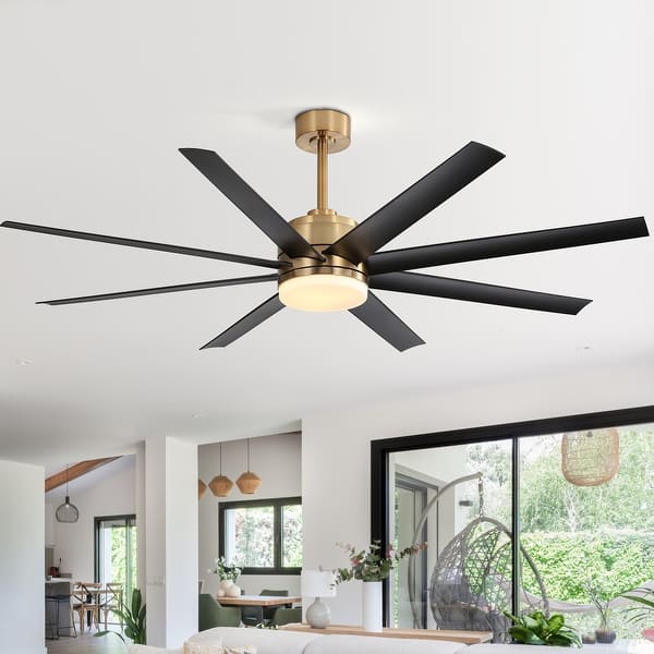 65 Inch Gold Morden Ceiling Fan with Light Remote(8-Blade) - Bed Bath ...