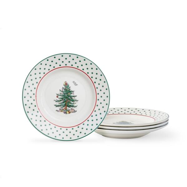 Spode Set of 4 Christmas Tree Polka Dot Tidbit Plates - Bed Bath ...