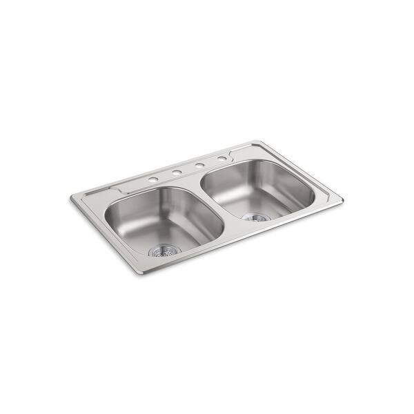 Sterling Middleton Top-Mount Double-Bowl Kitchen Sink, 33" x 22" x 6 ...