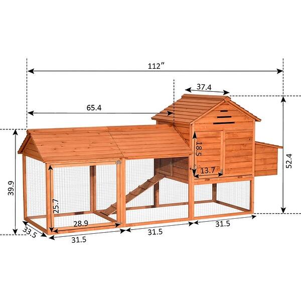 Lovupet 9.3ft Extra Large Wooden Chicken Pet Coop House Hutch 0324 ...