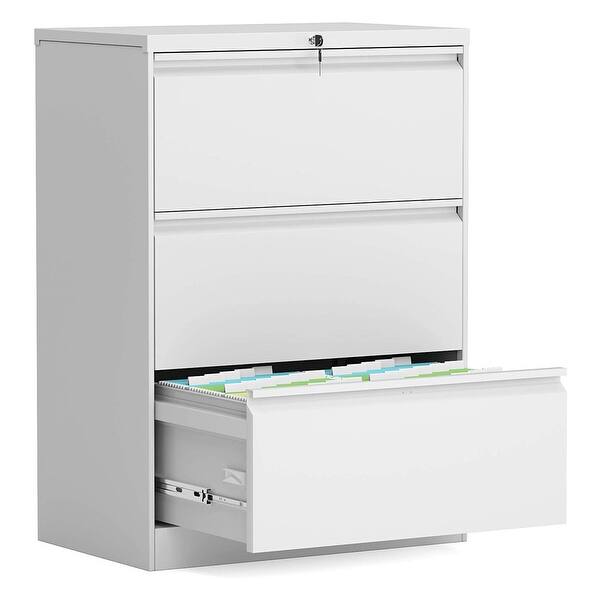 AOBABO 3 Drawer Lateral File Cabinet w/ Lock for Letter/Legal Size ...