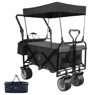 Collapsible Wagon, Folding Wagon Cart with Canopy, Large All Terrain ...