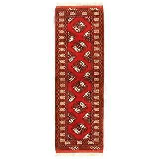 ECARPETGALLERY Hand-knotted Turkman Red Wool Rug - 2'1 x 6'4 - Bed Bath ...