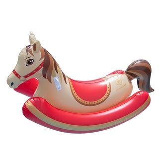 86" Brown and Red Hobby Horse Rocker Inflatable Swimming Pool Ride-On ...