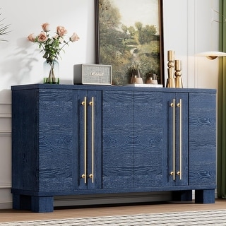 60-Inch Wood Sideboard Cabinet with 4 Doors & Adjustable Shelves, Navy ...