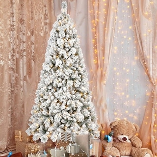 4ft-9ft PVC/PE Mixed Snow Flocked Christmas Tree-Natural Look & Easy ...
