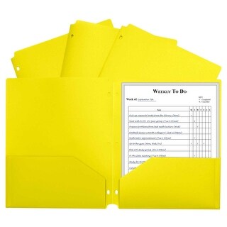 C-Line 2-Pocket Poly Folder, 3 Hole Punched, Yellow, Pack of 25 - Bed ...