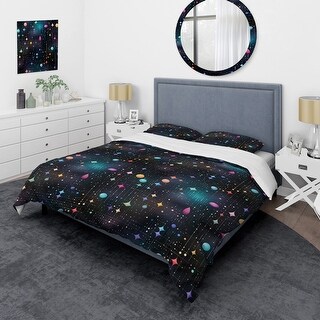 Designart "Cosmic Geometry" Modern Bedding Cover Set With 2 Shams - Bed ...