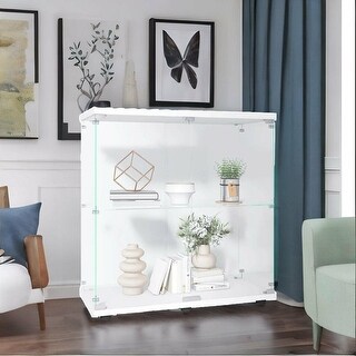 Two Door Glass Display Cabinet 2 Shelves for Living Room - Bed Bath ...