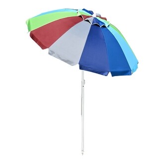 6' Rainbow Beach Umbrella Sunshade with Tilt Sand Anchor UV Protection ...