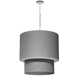 5LT 2Tier Drum Lam Linen Grey w/Acry Diff - Bed Bath & Beyond - 31640016