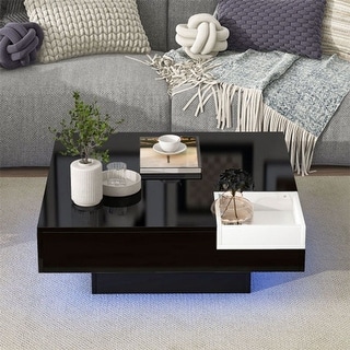 Black coffee table mdf minimalist table square shape table - Bed Bath ...