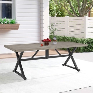 Patio Dining Table, Outdoor 82" Rectangular Dining Table, Picnic Table ...