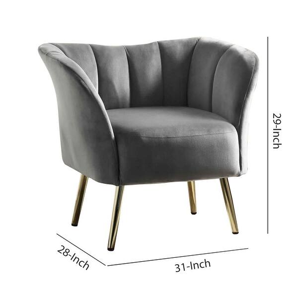 Channel Tufted Flared Back Accent Chair with Slanted Legs, Gray and ...