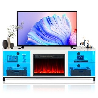 68 Inch Modern Fireplace TV Stand with Electric Fireplace - Bed Bath ...