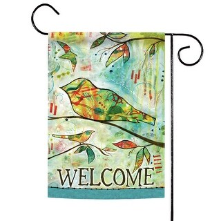 Abstract Bird 'Welcome' Outdoor Garden Flag 18" x 12.5" - Bed Bath ...