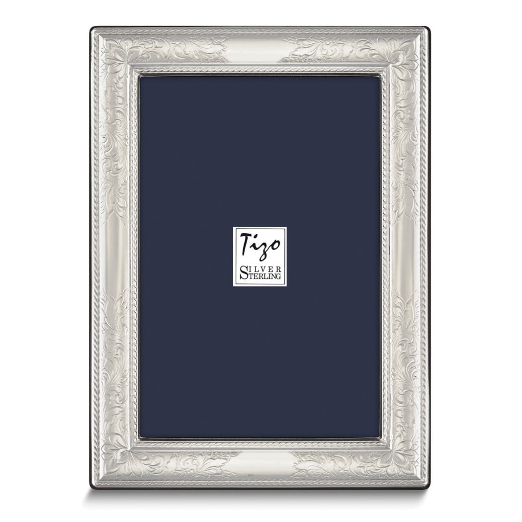 Curata Sterling Silver Tarnish Resistant Floral Border 8x10 Photo Frame ...