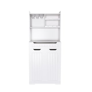 White Modern Kitchen Hutch Cabinet with Drawers and Spacious Storage ...