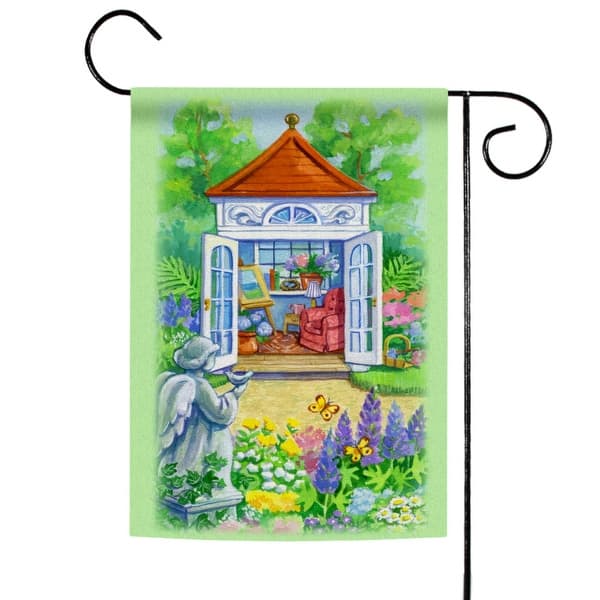 Blue and Green Backyard Bungalow Outdoor Rectangular Mini Garden Flag ...