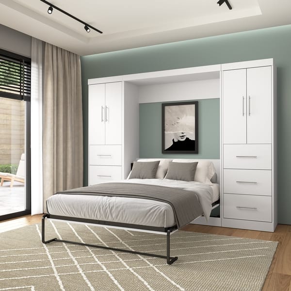 Nebula Full Murphy Bed with 2 Wardrobes (109W) by Bestar - Bed Bath ...