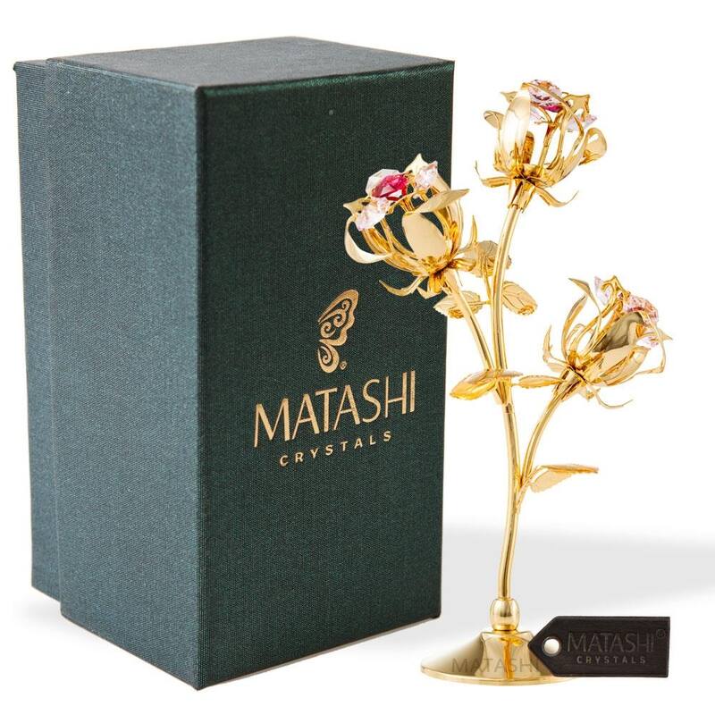 Matashi Rose Flower Tabletop Ornament w/ Red & Pink Matashi Crystals--3 ...