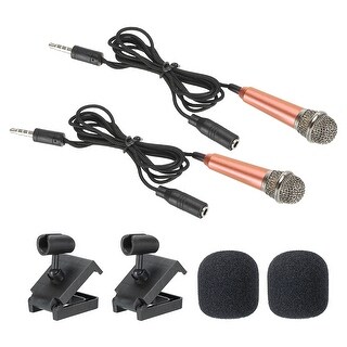 Mini Microphone Portable Vocal Microphone Rose Gold with Mic Stand ...