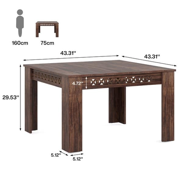 44-Inch Square Dining Table Wood Kitchen Table Large Dinner Tables for ...