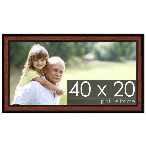 40x20 Traditional Walnut Complete Wood Panoramic Frame with UV Acrylic ...