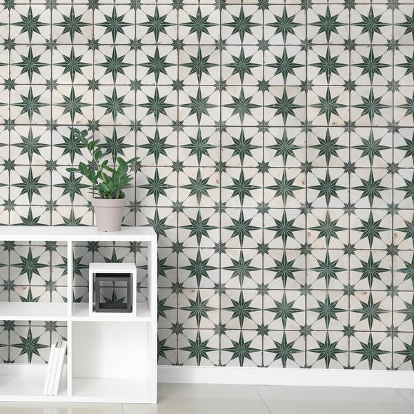 Merola Tile Kings Star Luxe Sage 17-5/8" x 17-5/8" Ceramic Floor and ...