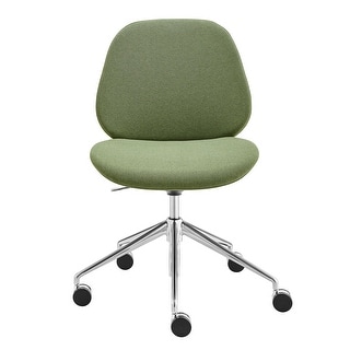 Lyle Office Chair in Green Fabric with Polished Aluminum Base - Bed ...