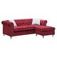 Mid-Century Modern L-Shaped Velvet Cushion Rolled Arm Sofa,Burgundy ...