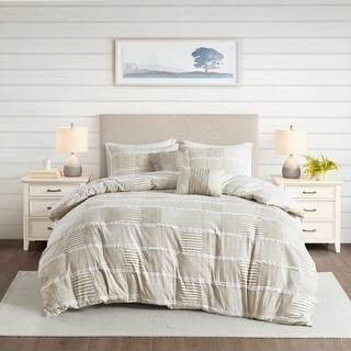 Madison Park Aiden 5 Piece Cotton Clipped Comforter Set (As Is Item ...