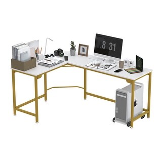 L-Shaped Corner Computer Desk Office Workstation Modern Wooden Home ...
