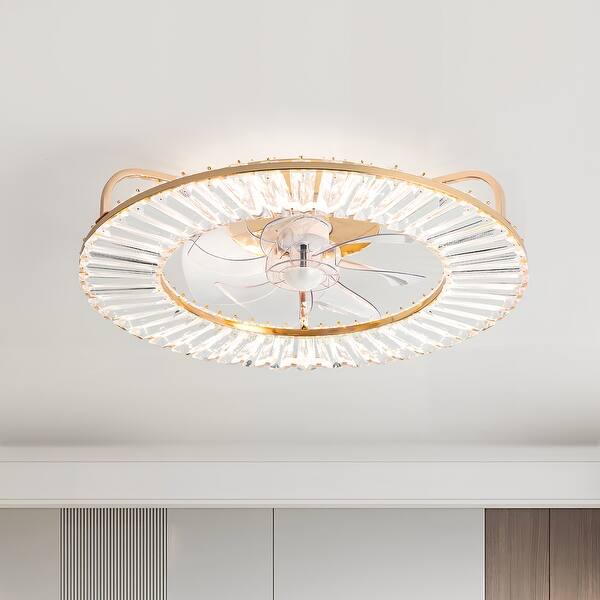 22-In LED Rosa Gold Chandelier Ceiling Fan with Light Remote(7-blade ...