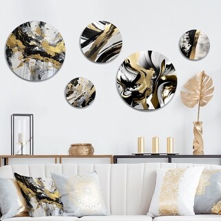Designart "New Gold Balance I" Abstract Painting Mutlipanel Metal Wall ...