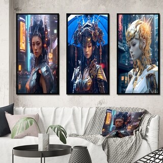 Designart "Cyberpunk Goddess Futuristic Portrait II" Cyberpunk Woman ...
