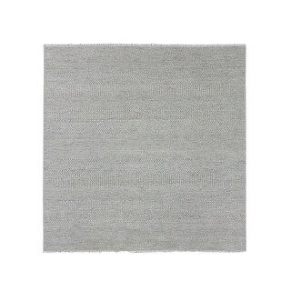 Shahbanu Rugs Goose and Cadet Gray Undyed Wool Hand Knotted Tone on ...