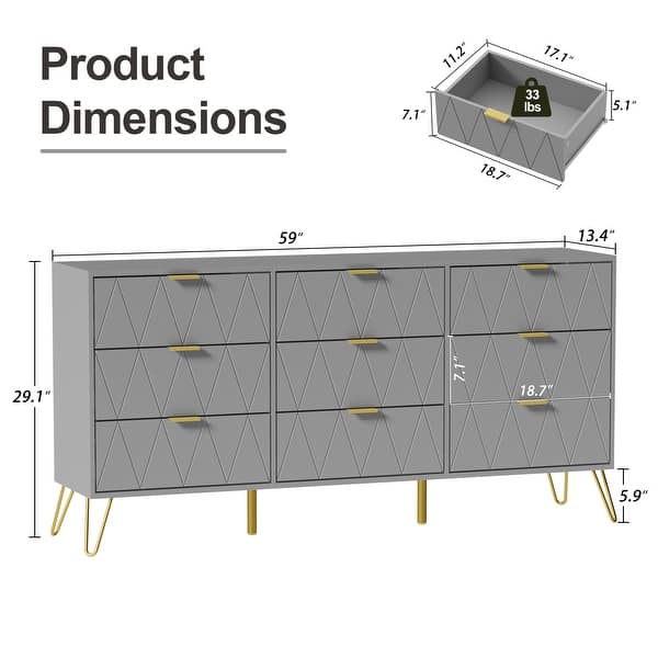 9 Drawers Chest Of Dresser Storage Tower Cabinet Bedroom Organizer ...