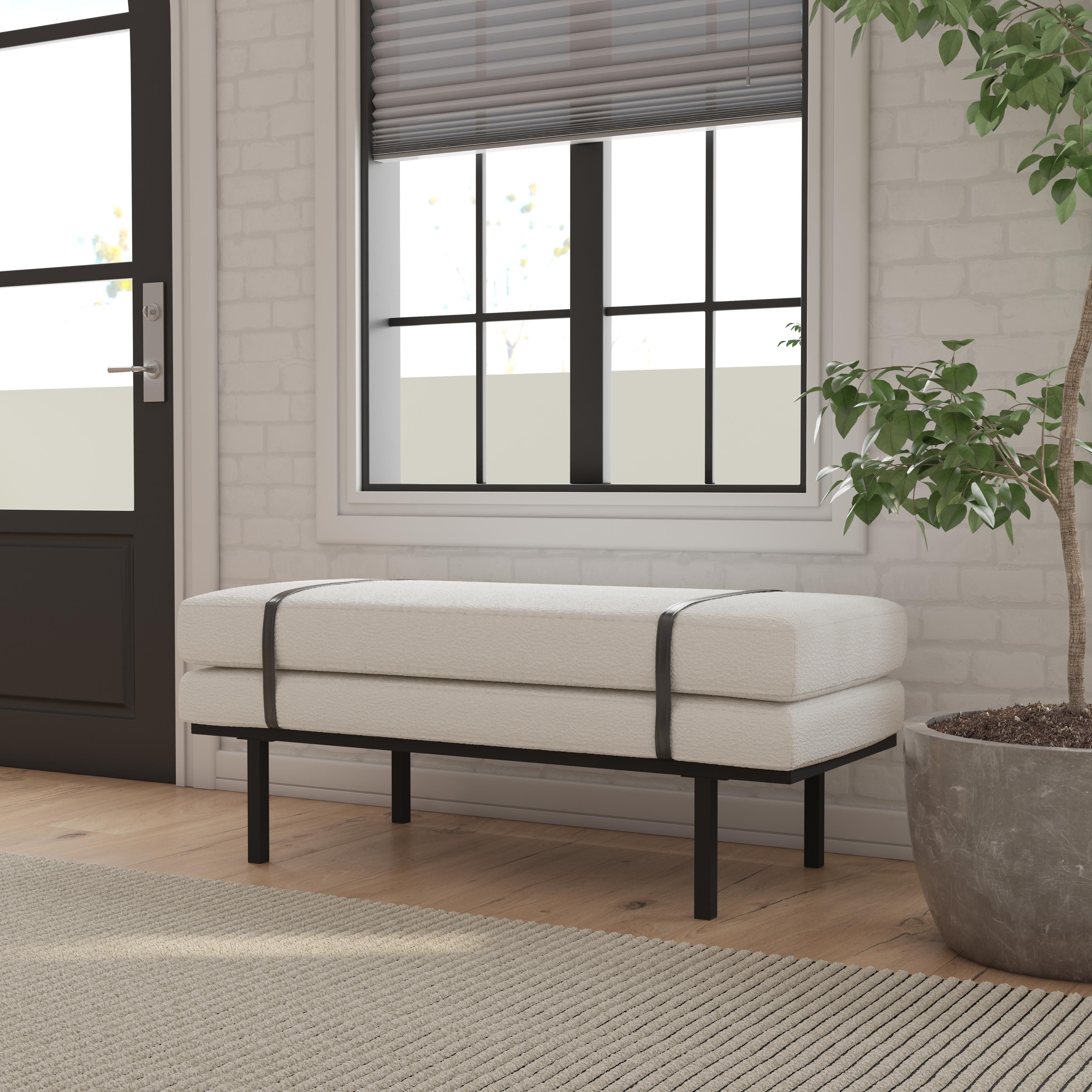 Metal and upholstered bench store