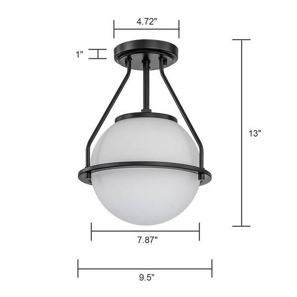 1-Light Semi Flush Mount with Opal Glass - 9.5 - Bed Bath & Beyond ...