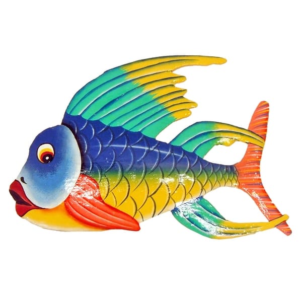 Hand Crafted Tropical Fish Big Fin Haitian Metal Yellow Tip - Multi ...