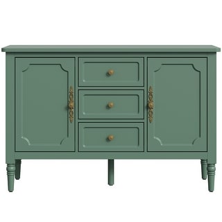 Green Storage Cabinet with 2 Doors & 3 Drawers, Buffet Cabinet with ...